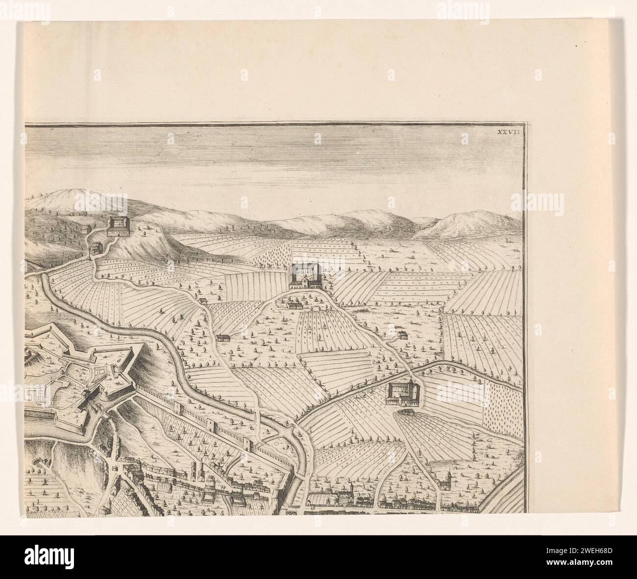 Map of Bergamo (part at the top right), Anonymous, 1704 - 1724 print ...