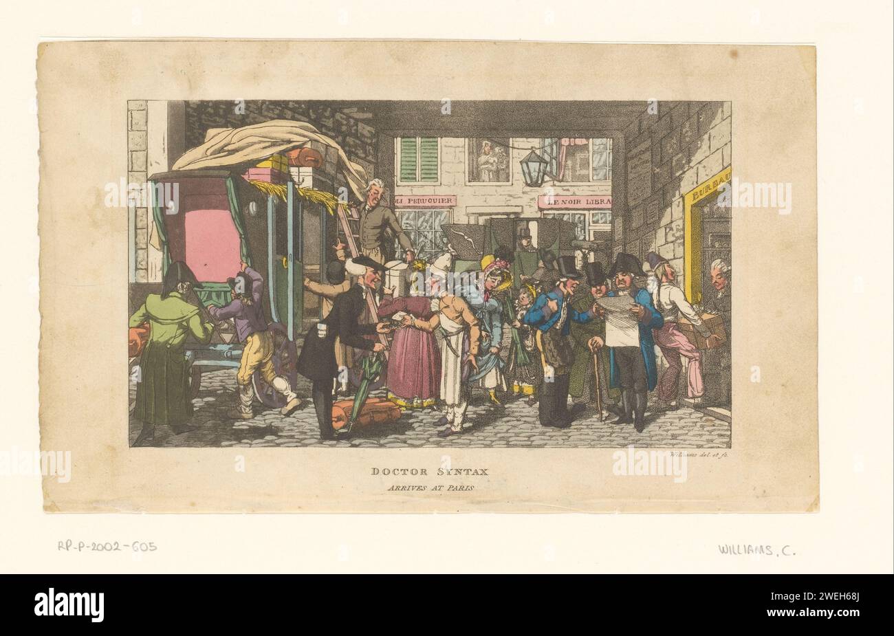Doctor Syntax arrives with a carriage in Paris, Charles Williams, 1820 ...