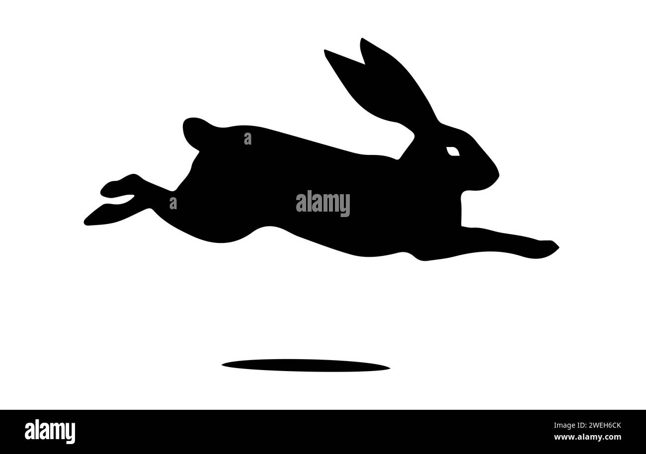 Jumping Rabbit silhouette. Easter Bunny. Isolated on white background ...