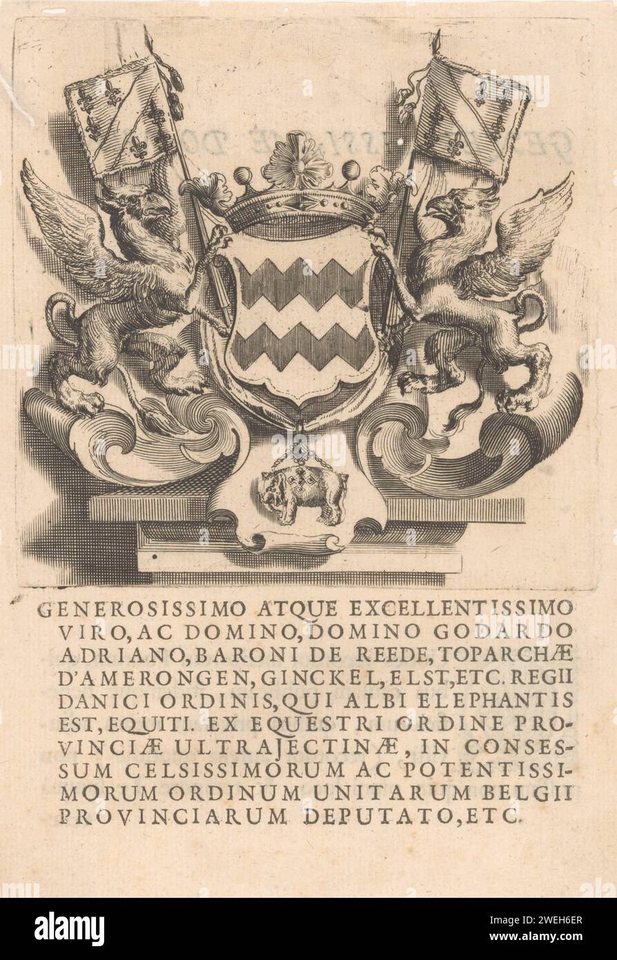 Coat of arms of Godard Adriaan van Reede, Anonymous, 1660 - 1700 print ...
