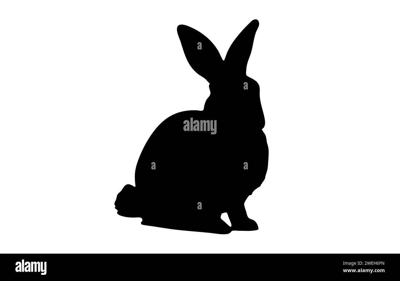 Rabbit silhouette. Easter Bunny. Isolated on a white background. A ...