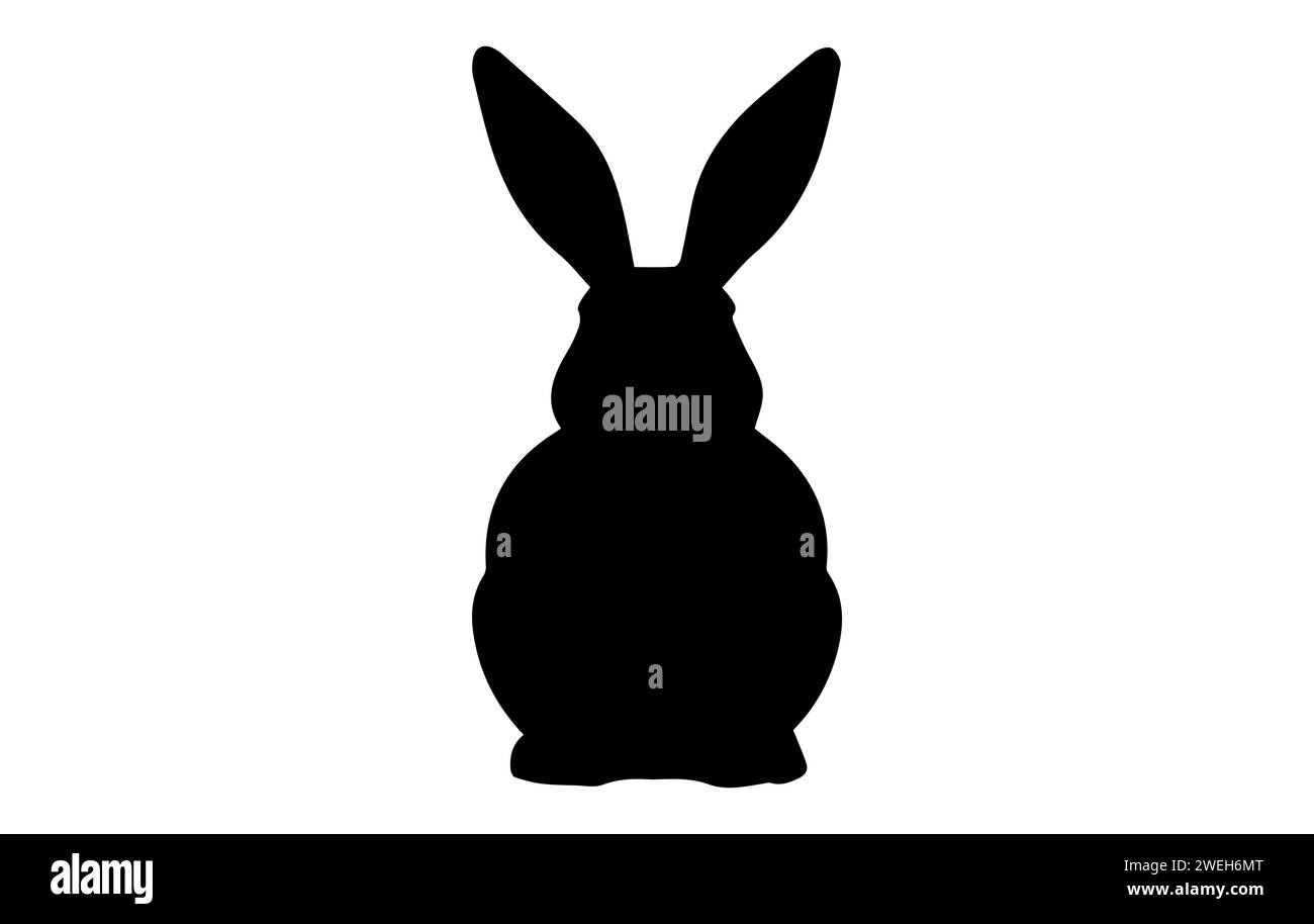 Rabbit silhouette. Easter Bunny. Isolated on a white background. Simple ...