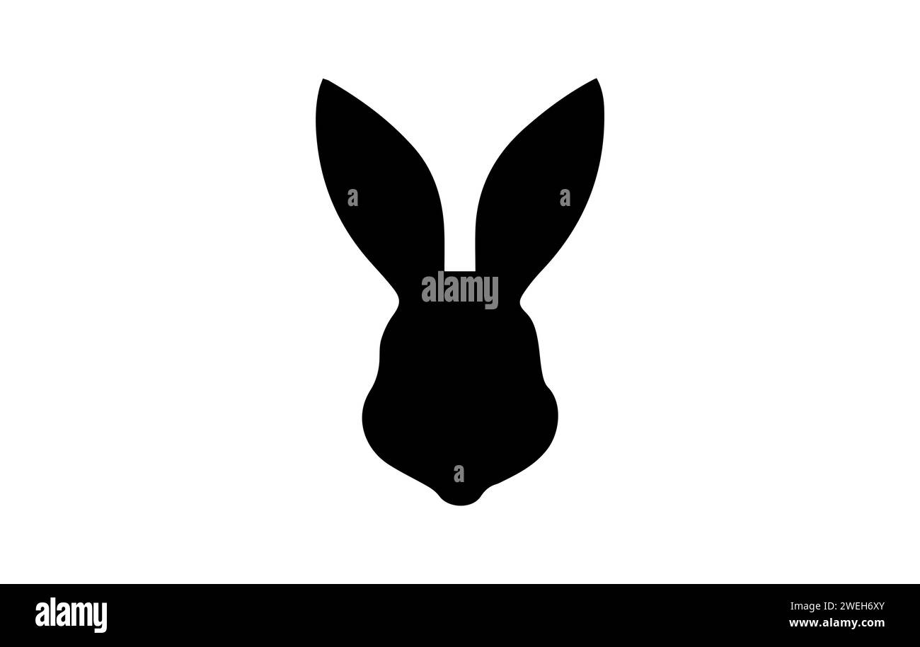 Silhouette of rabbit head. Easter Bunny. Isolated on white background ...