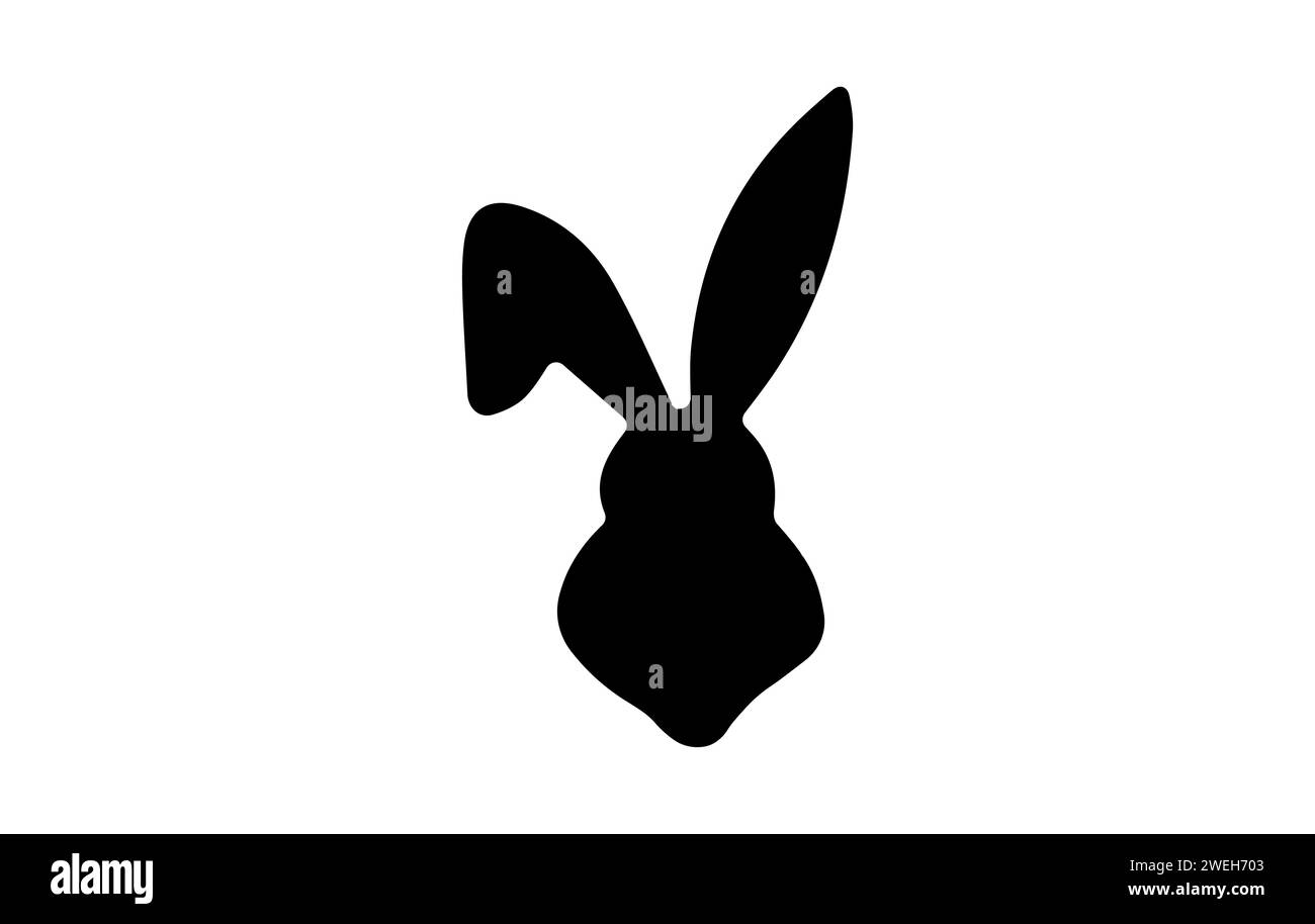 Silhouette of rabbit head with ears. Easter Bunny. Isolated on white ...
