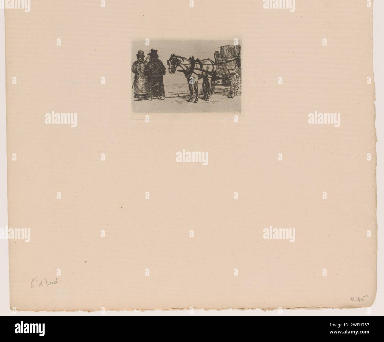 Two coachmen at a carriage, J. Ursel, 1875 print Print on uncut sheet ...