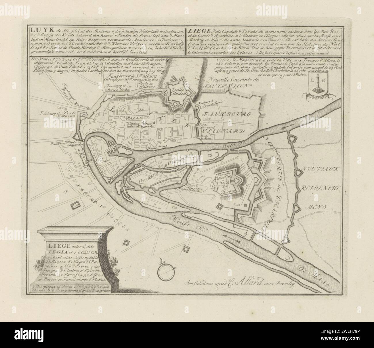 Map of Liège, 1702 - 1733 print Map of the city of Liège, conquered by ...