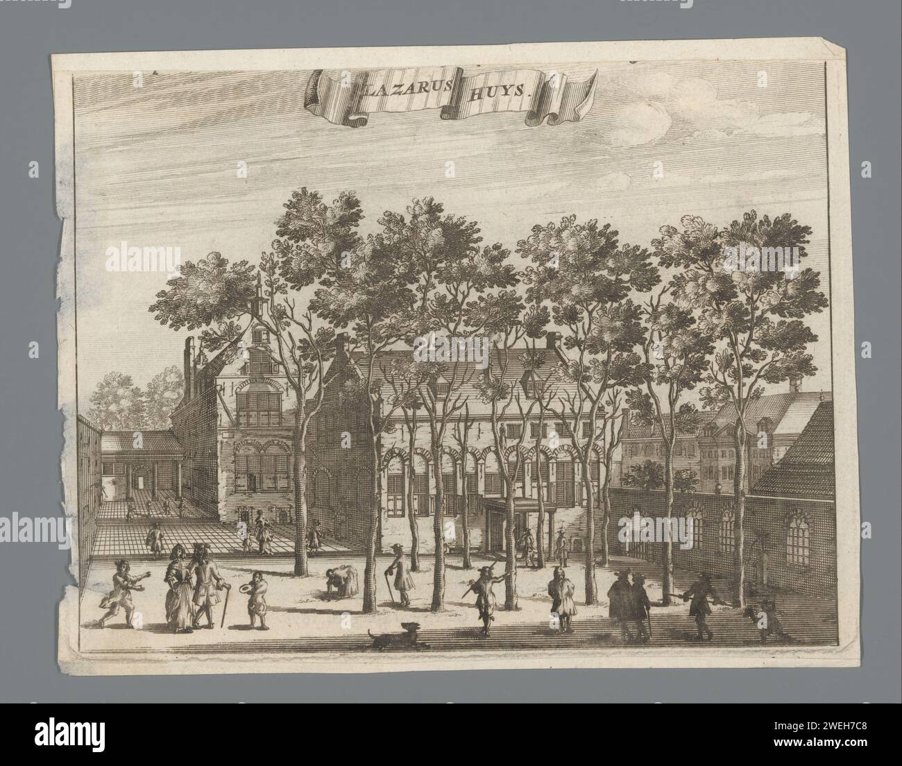 View of the Leprozenhuis in Amsterdam, Anonymous, 1693 print paper ...