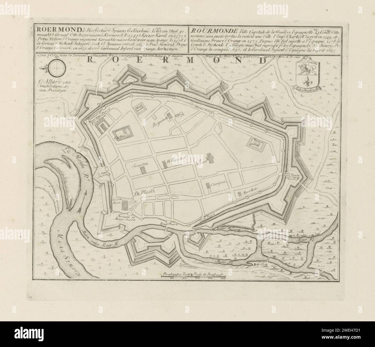 Map of Roermond, 1702 - 1733 print Map of the city of Roermond. After ...