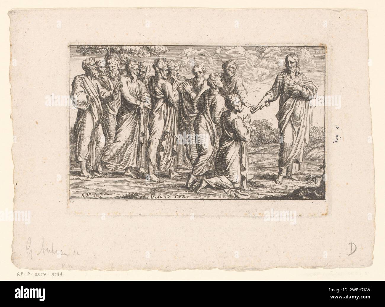 Petrus receives the keys, Gérard Audran, After Rafaël, 1650 - 1703 ...