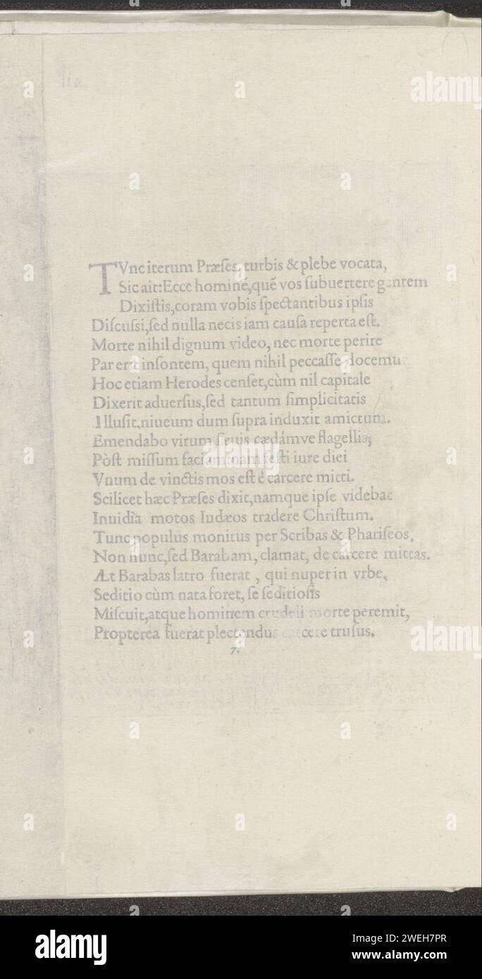 TEXT OVER THE SHEET OF CHRIST, 1572 text sheet Text in Latin in a print ...