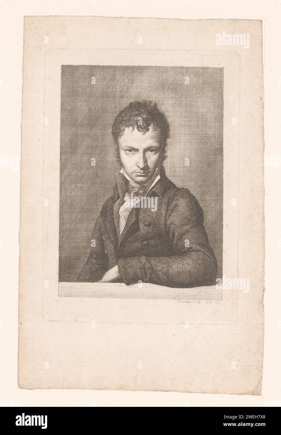 Portrait of Fleury François Richard, 1812 print paper etching portrait ...
