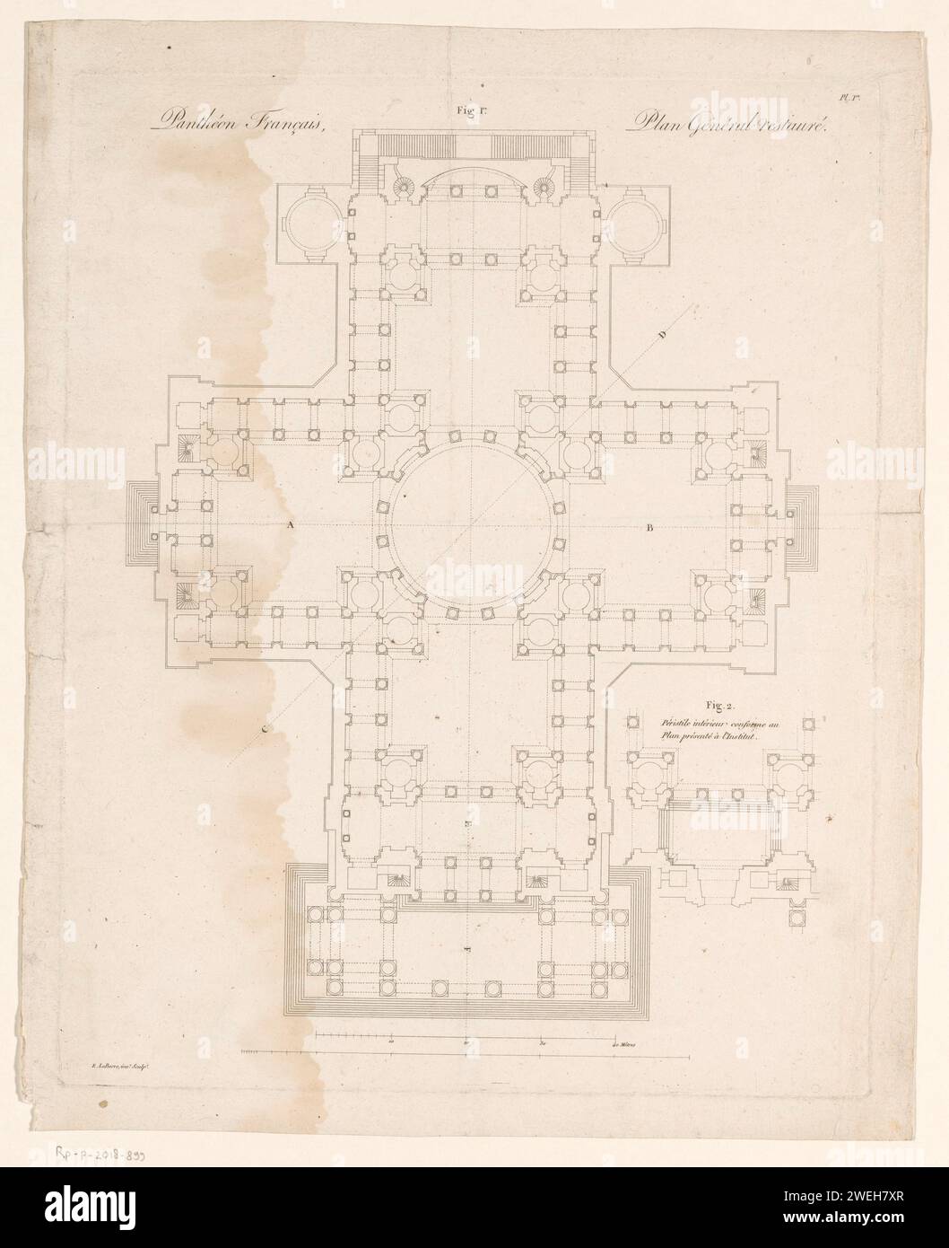 Map of the Panthéon in Paris, E. Labarre, 1790 print paper etching ...