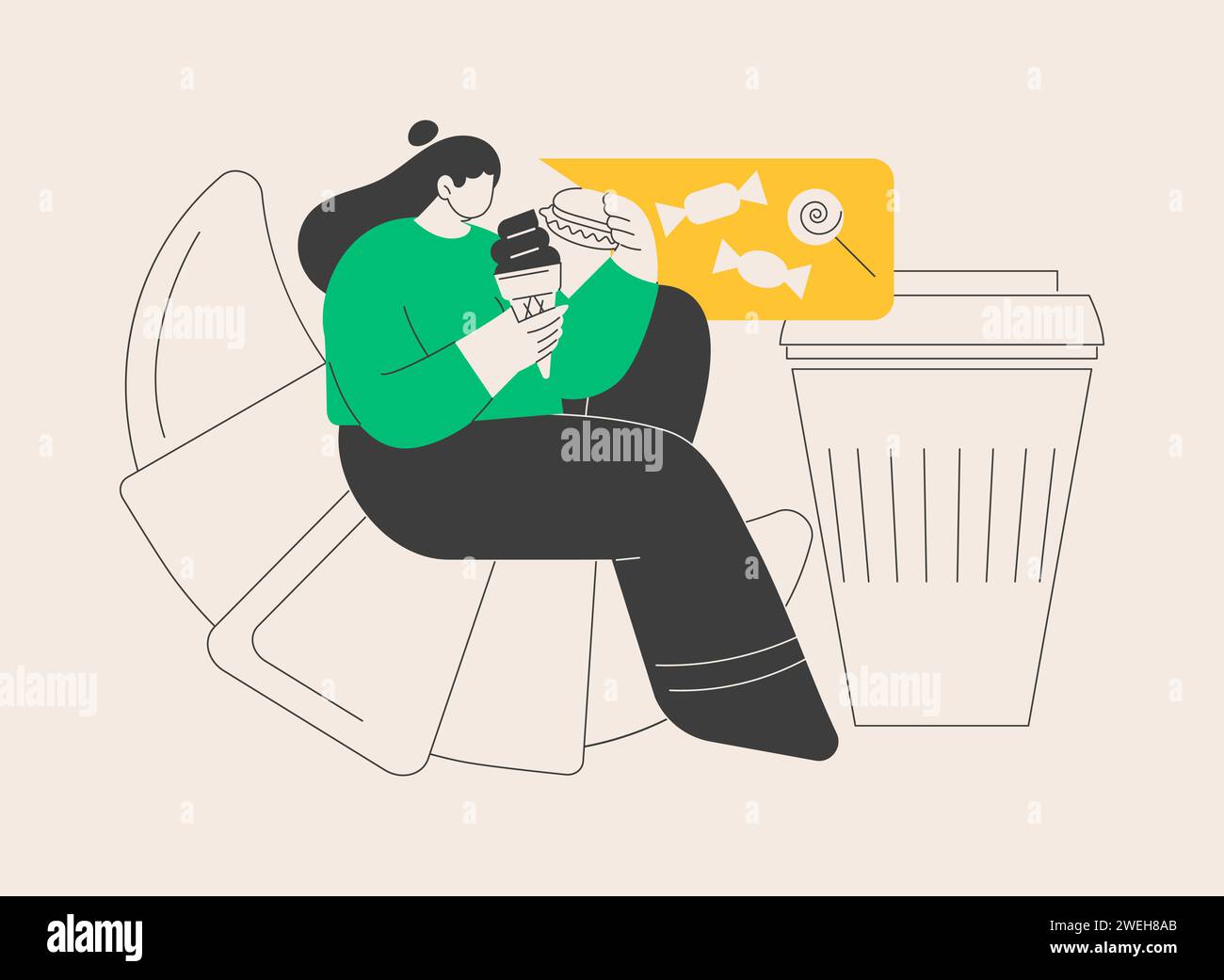 Overeating addiction abstract concept vector illustration Stock Vector ...