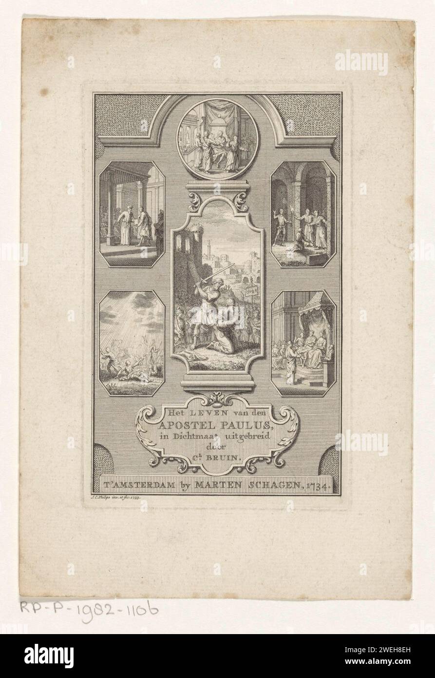 Scenes from the life of Paulus, Jan Caspar Philips, 1734 print Six ...
