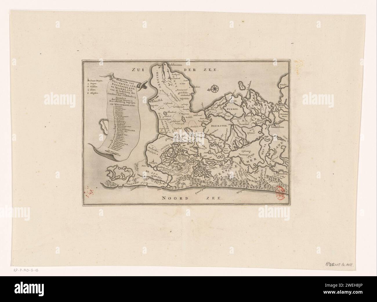 Map of West Friesland, Kennemerland and Waterland, I. Smit, 1714 print ...