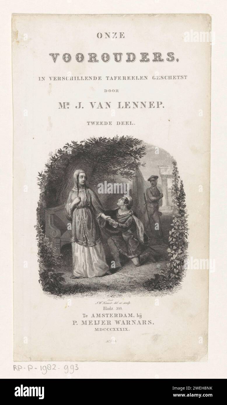 Man sits kneeling next to a woman, Johann Wilhelm Kaiser (I), 1839 ...