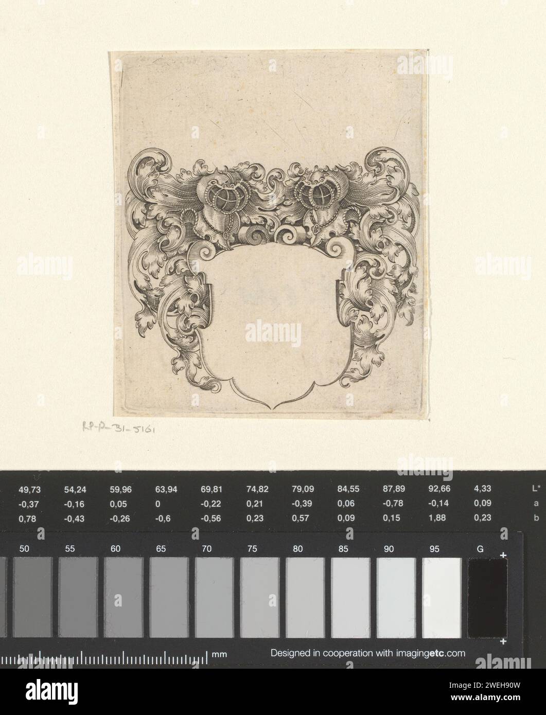 Weapon template with two helmets and leaf vines, 1596 print paper ...