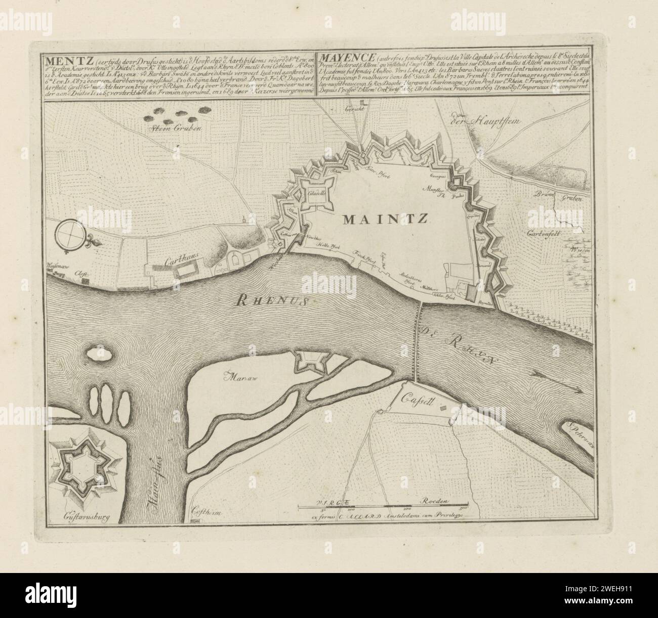Main plan of Mainz, 1702 - 1733 print Map of the reinforcements for the ...