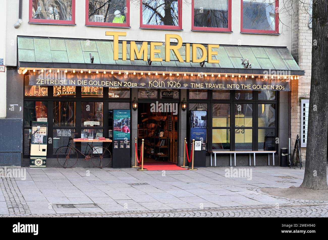 Cologne, Germany. 25th Jan, 2024. The entrance to TimeRide, where you ...