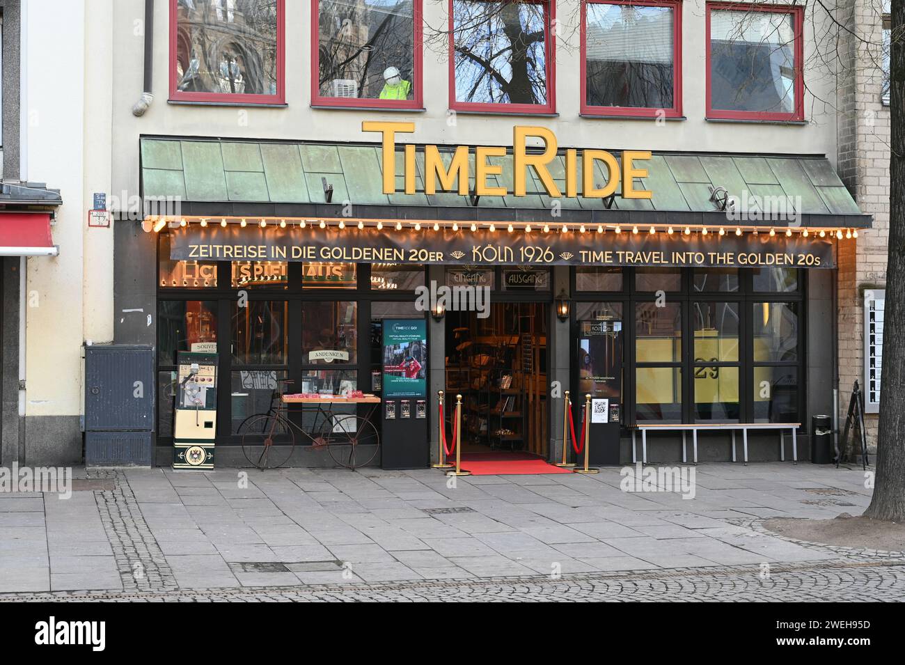 Cologne, Germany. 25th Jan, 2024. The entrance to TimeRide, where you ...