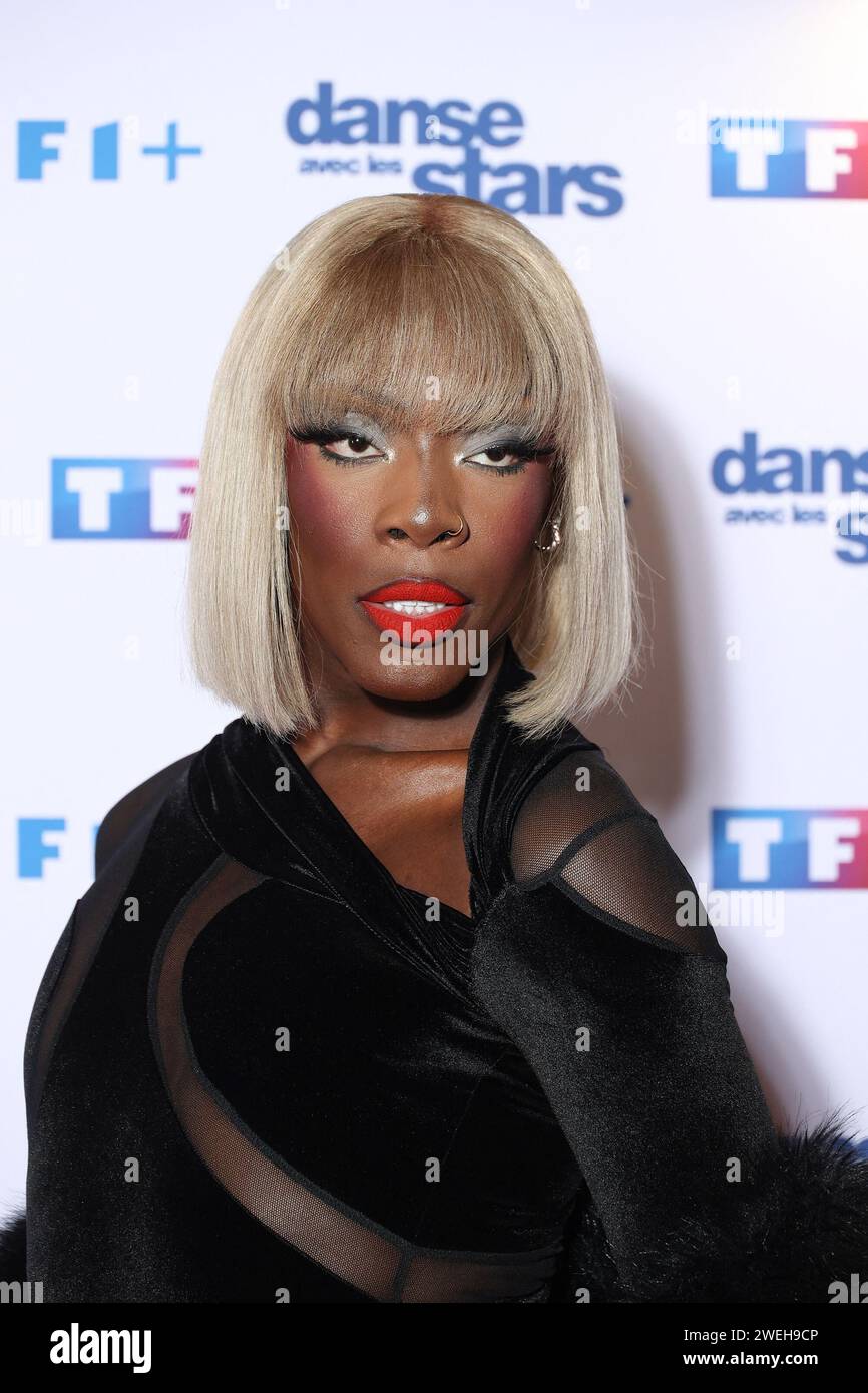 Paris, France. 25th Jan, 2024. Drag-queen Keiona attends the Danse Avec ...