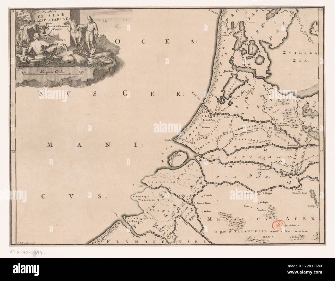 Historical map of the Netherlands with the areas of the Batavians and ...