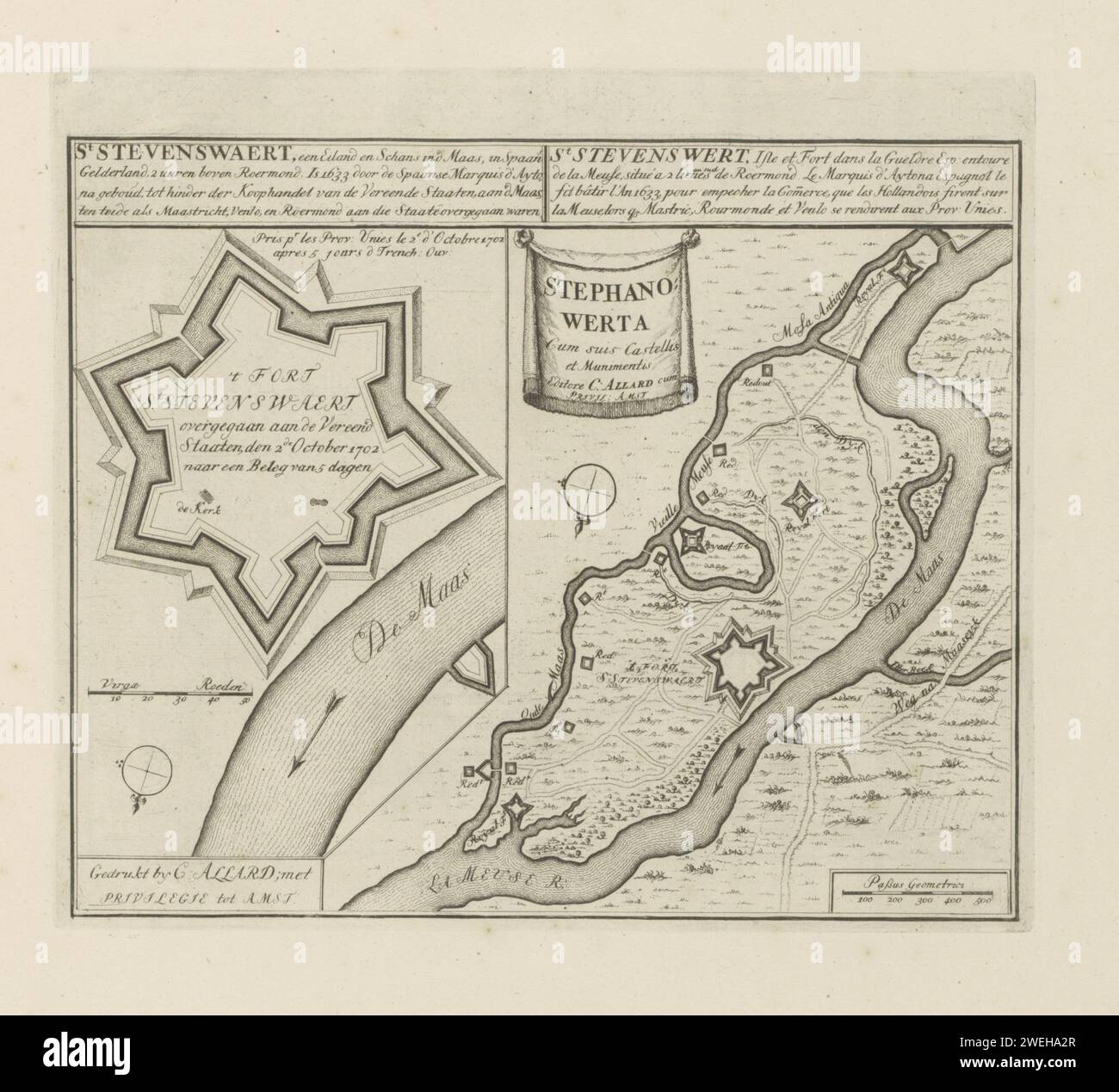 Map of the Fort van Stevensweert, 1702 - 1733 print Map of the ...