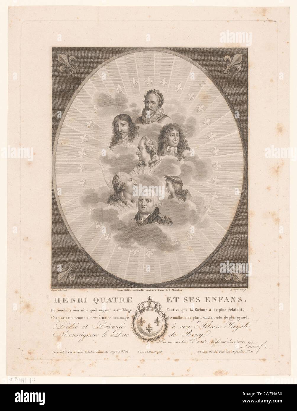 Henry IV of France and his sons, 1814 - 1829 print paper engraving ...