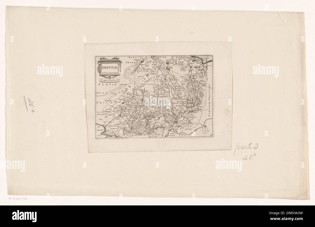 Map of Drenthe, Anonymous, c. 1660 - 1696 print At the top left title ...