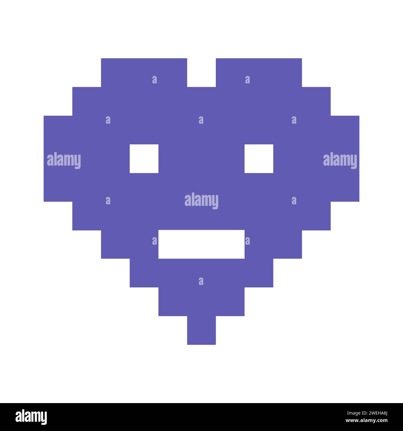 Heart emoticon or emoji in pixel style with eyes and mouth, neutral or ...