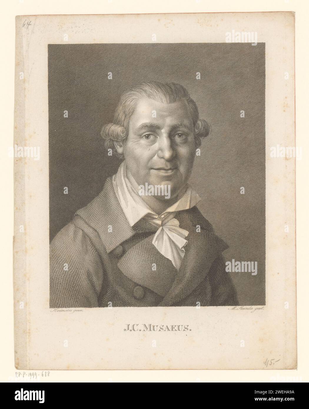 Portrait van Johann Carl August Musäus, Moritz Steinla, after Johann ...
