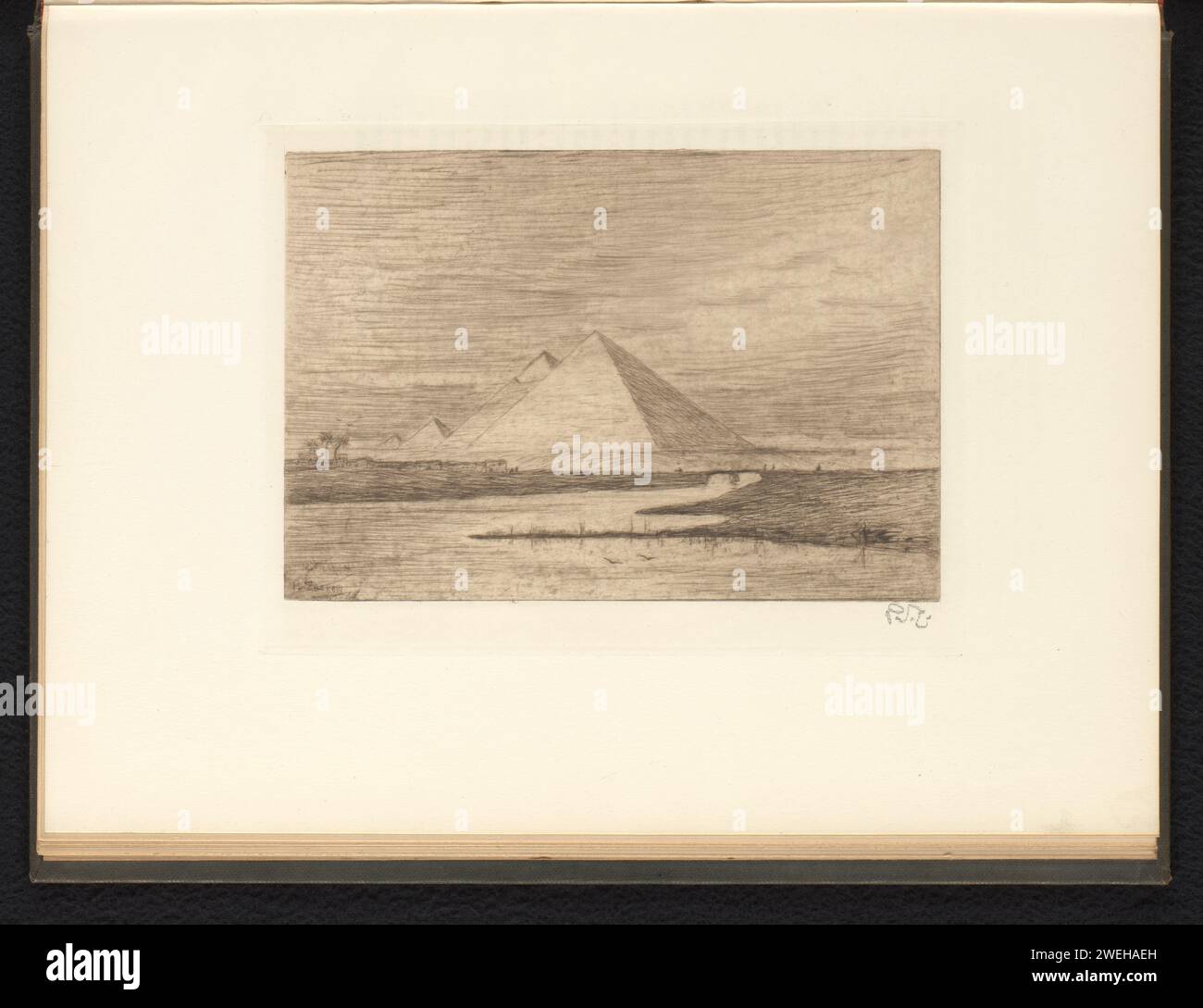Emerging Semoem (Cairo), 1920 print Starting desert storm in a pyramid ...