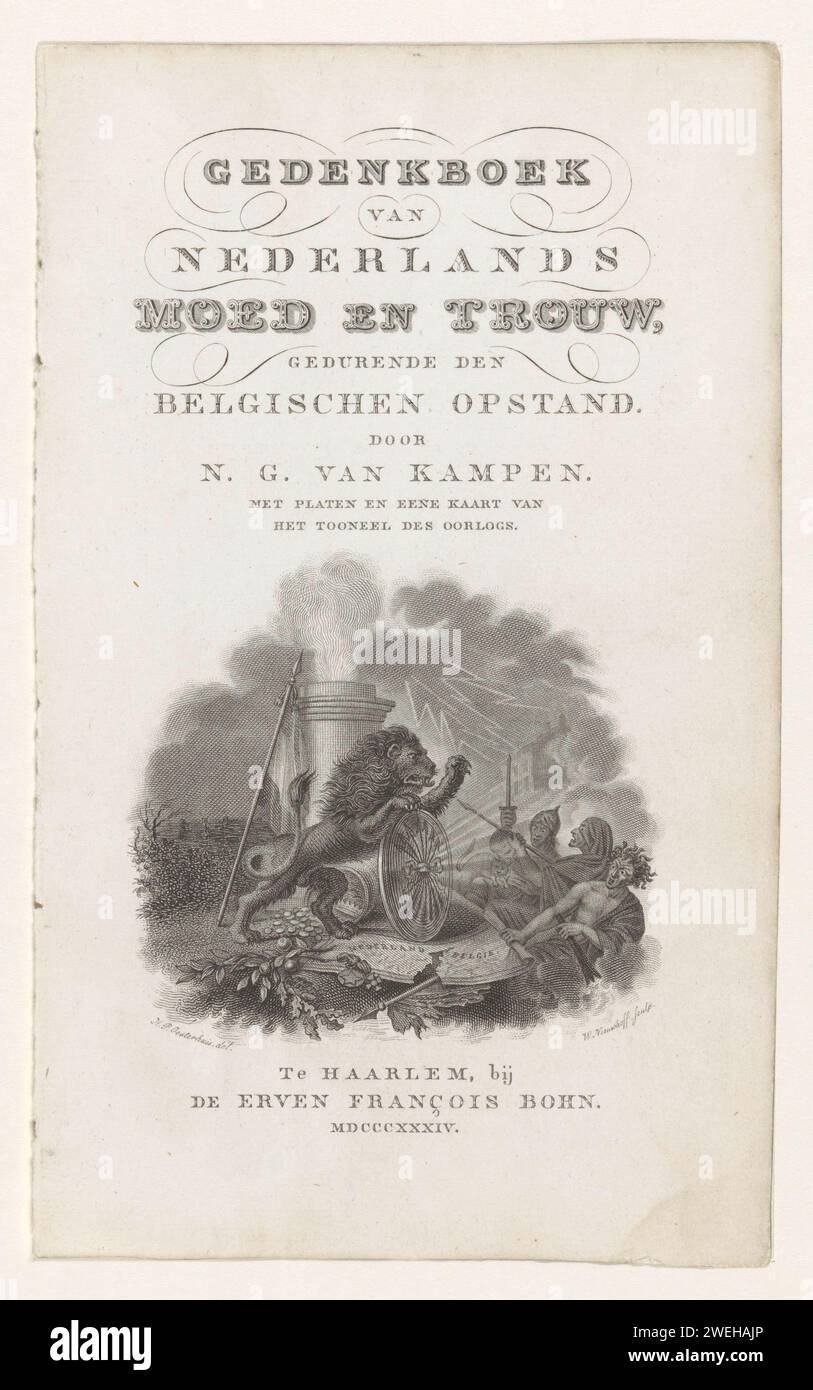 Allegory of Belgian Revolution in 1830, Walraad Nieuwhoff, After Haatje ...