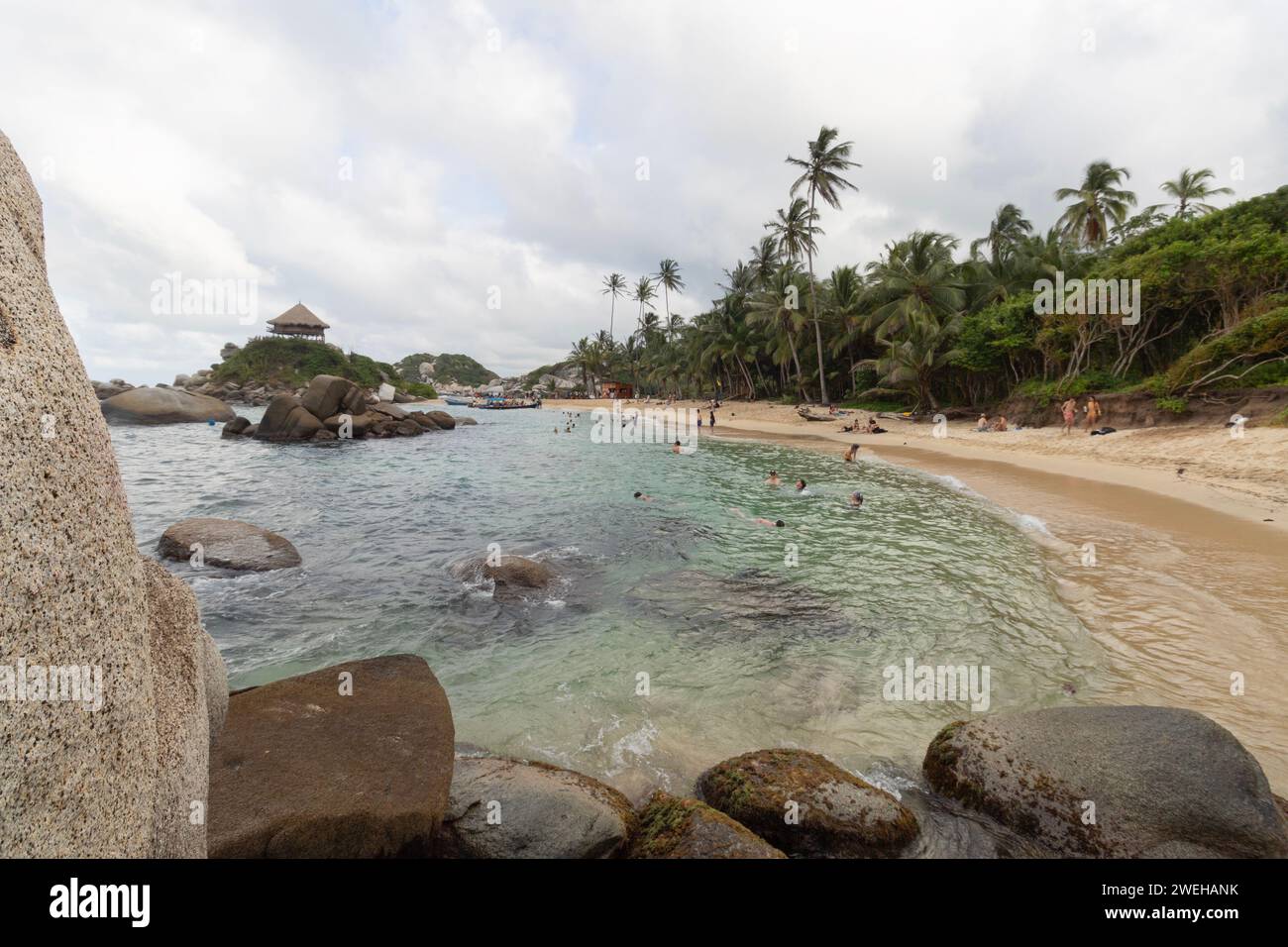 Beautiful Cabo San Juan beach viewed from a big stone with turquoise ...