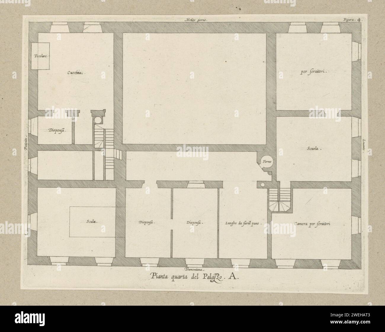 Map of the Entresol of the Palazzo Carrega-Cataldi in Genoa, 1622 print ...