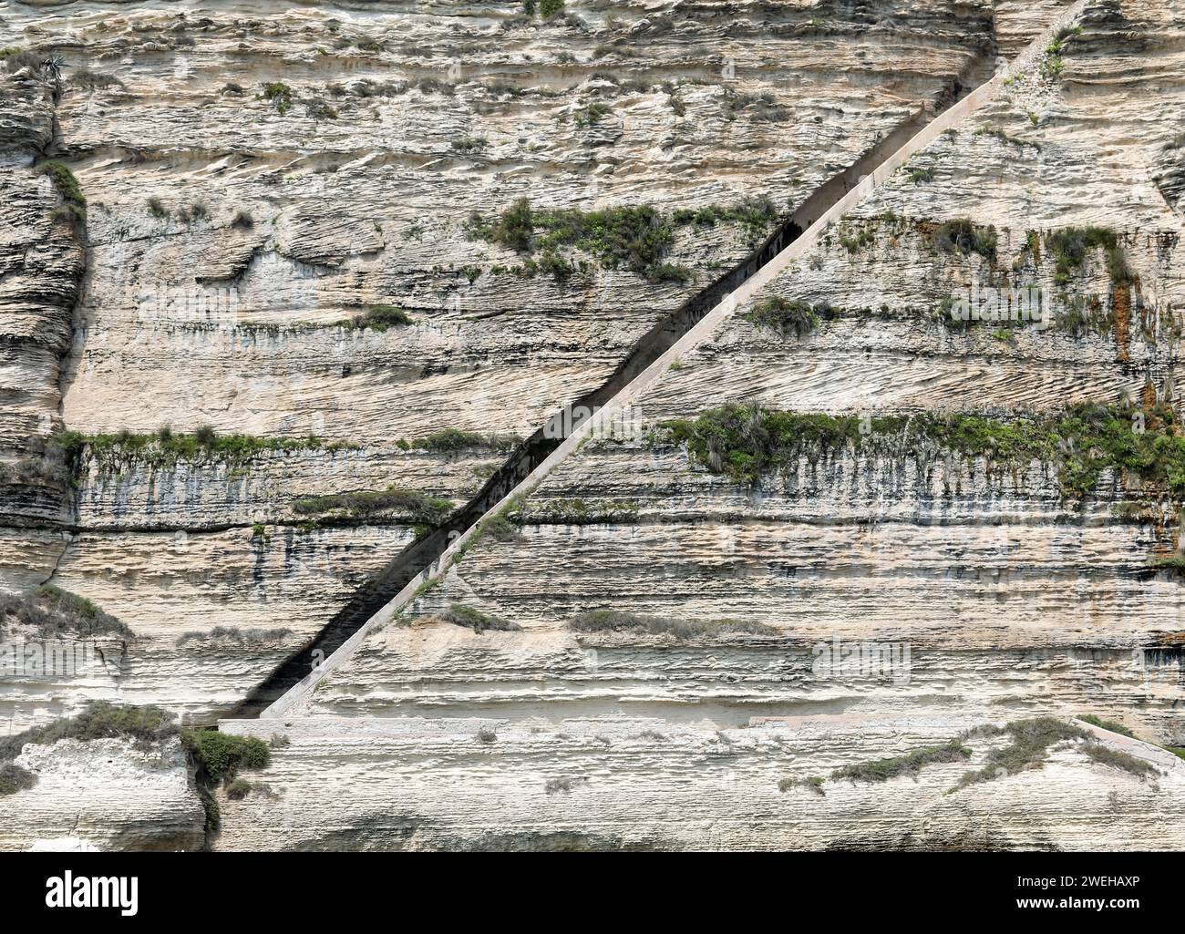 On the rock there is the Stairway of Aragon King in Corsica Island in ...