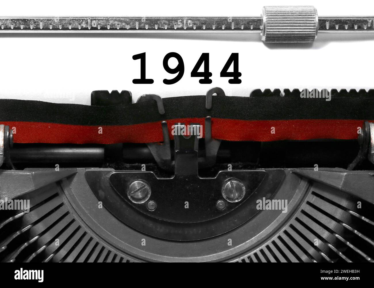 Text 1944 written with an old vintage typewriter on white paper Stock ...