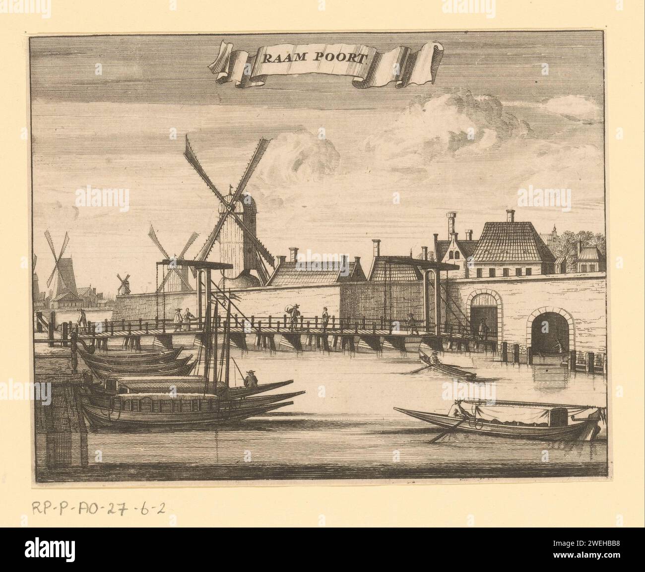 View of the Raampoort in Amsterdam, Anonymous, 1693 - 1694 print View of the Raampoort and the ...