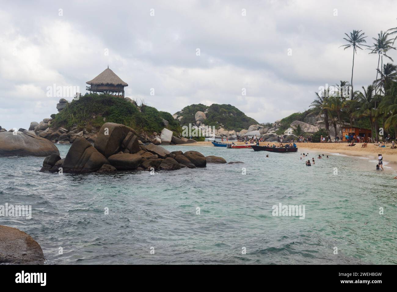 Cabo San Juan beach viewpoint hut at the top of a rocky mountain in ...