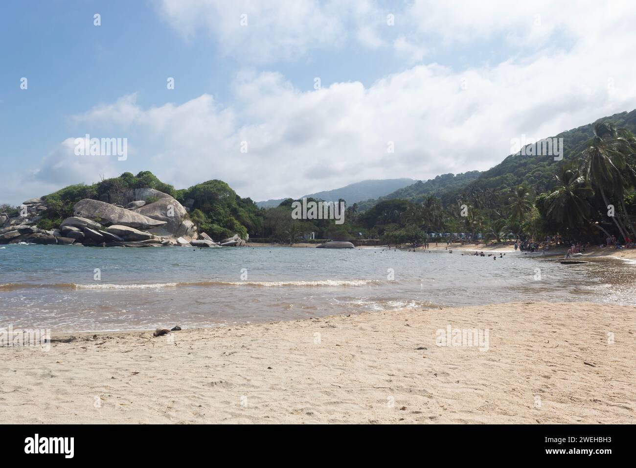 Big rocky mountains with tropical jungle trees and sierra nevada ...