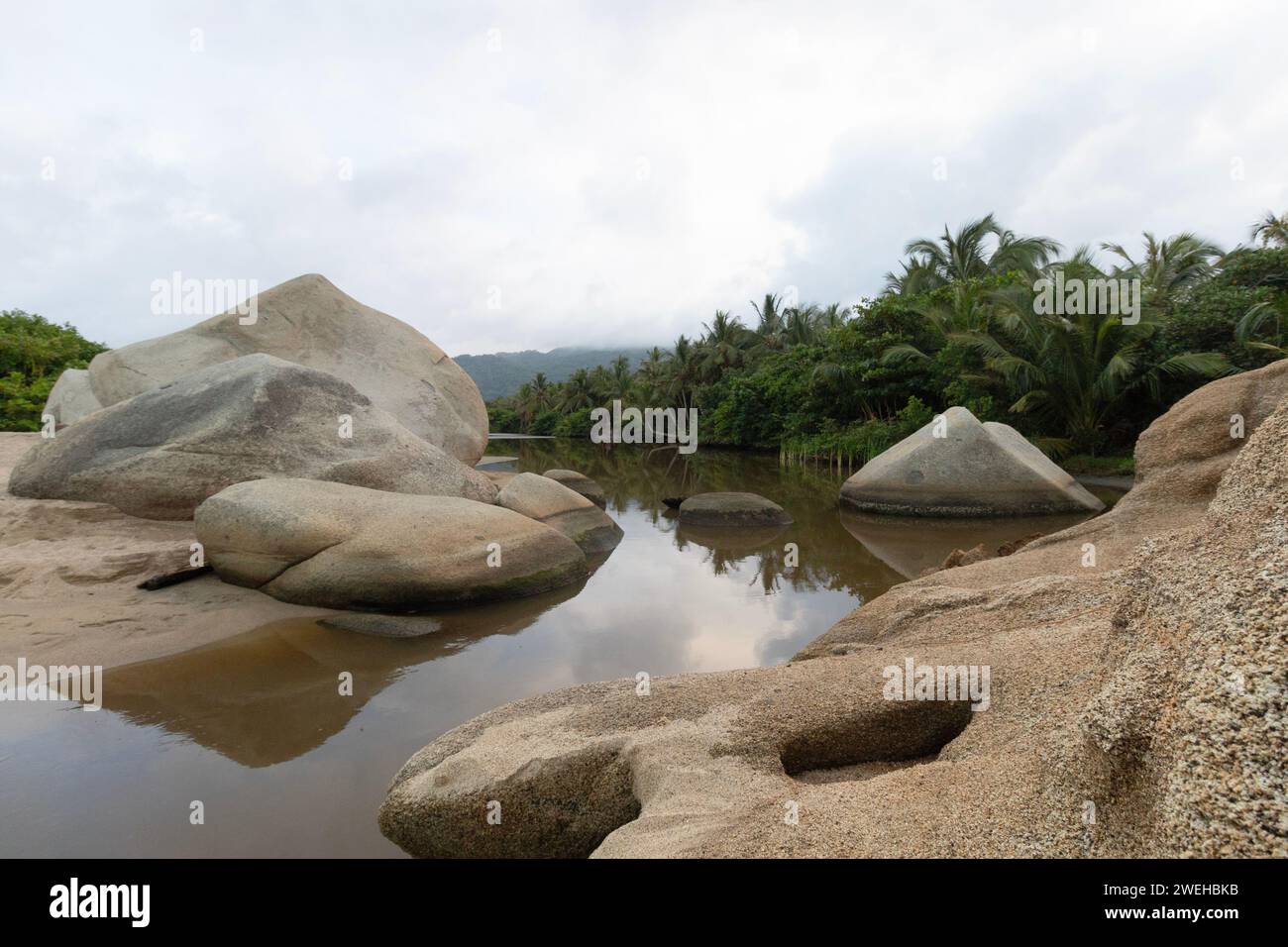 Beautiful delta river inside colombian tayrona national park with ...