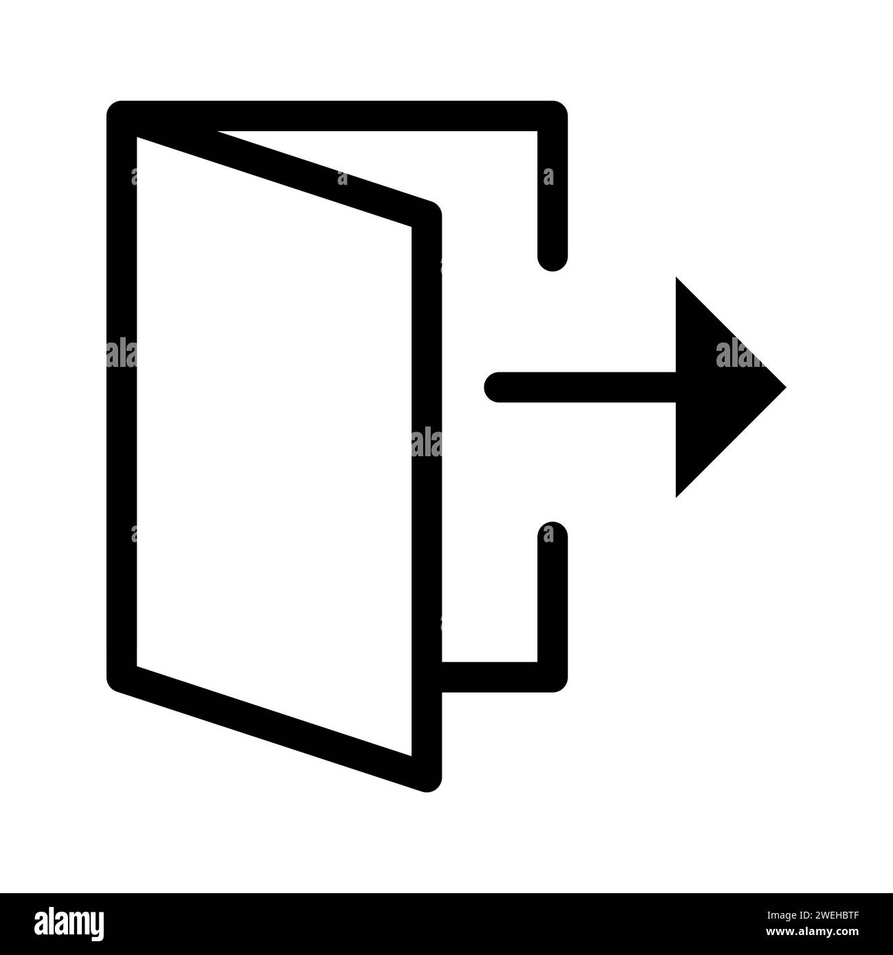 Vector black line icon exit door sign isolated on white background ...