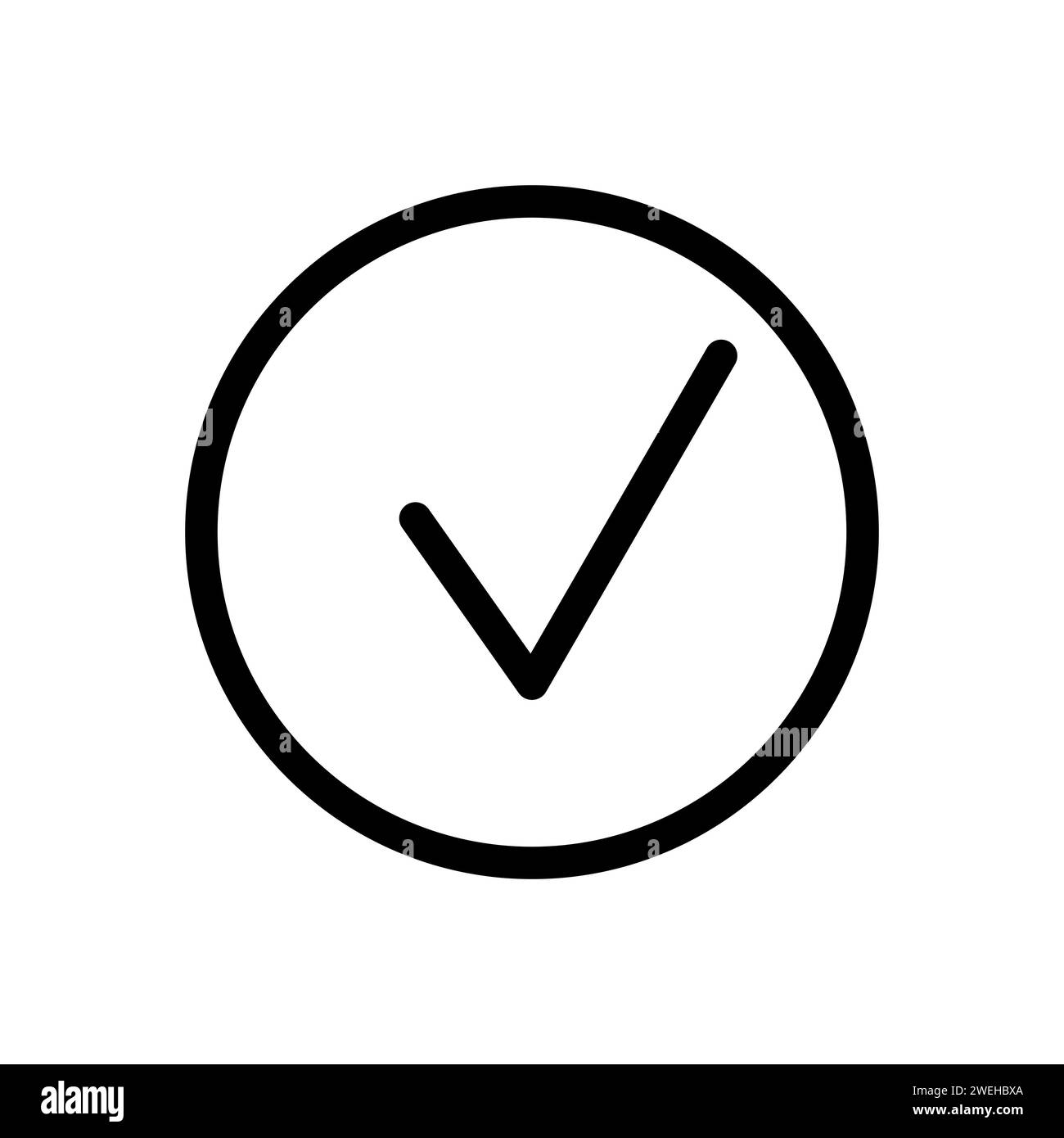 Vector black line icon check mark isolated on white background Stock ...