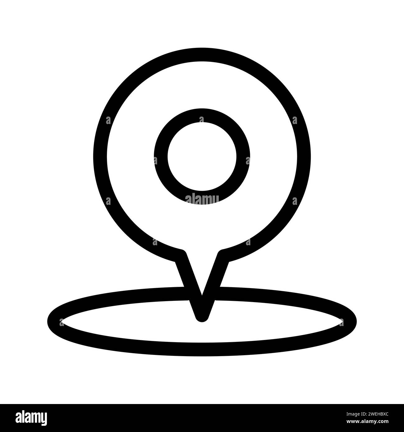 Vector black line icon location indicator isolated on white background ...