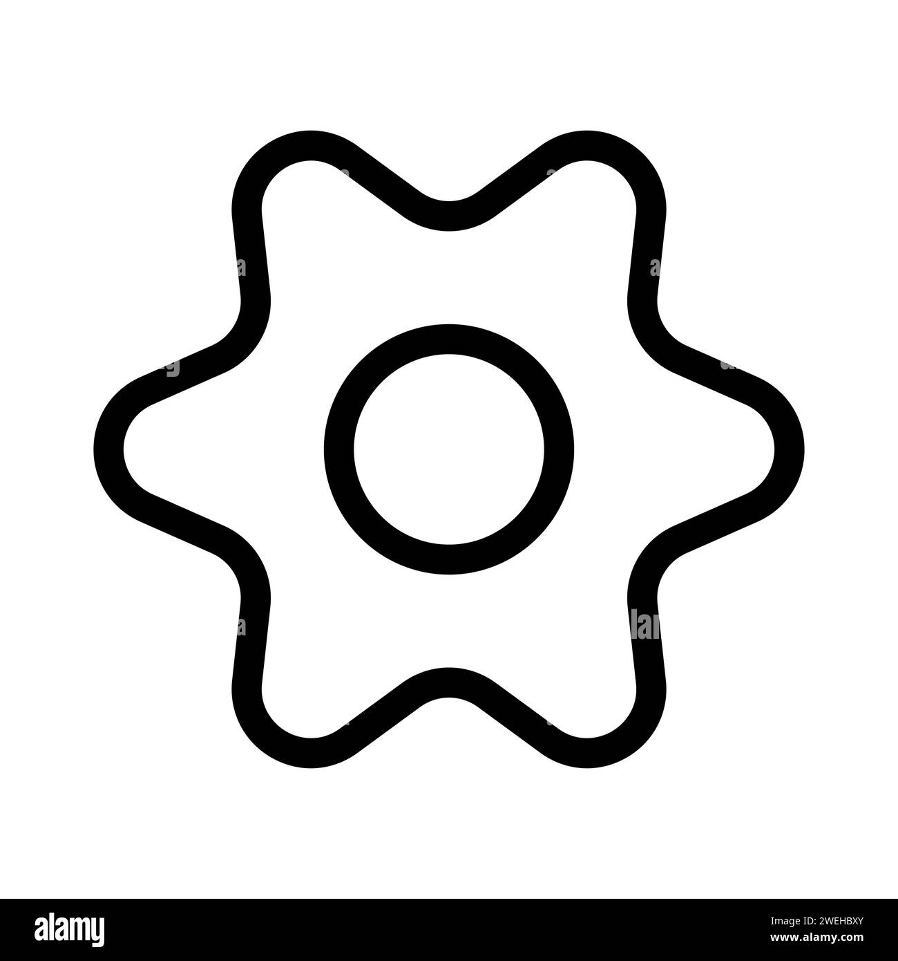 Vector black line icon gear isolated on white background Stock Vector ...