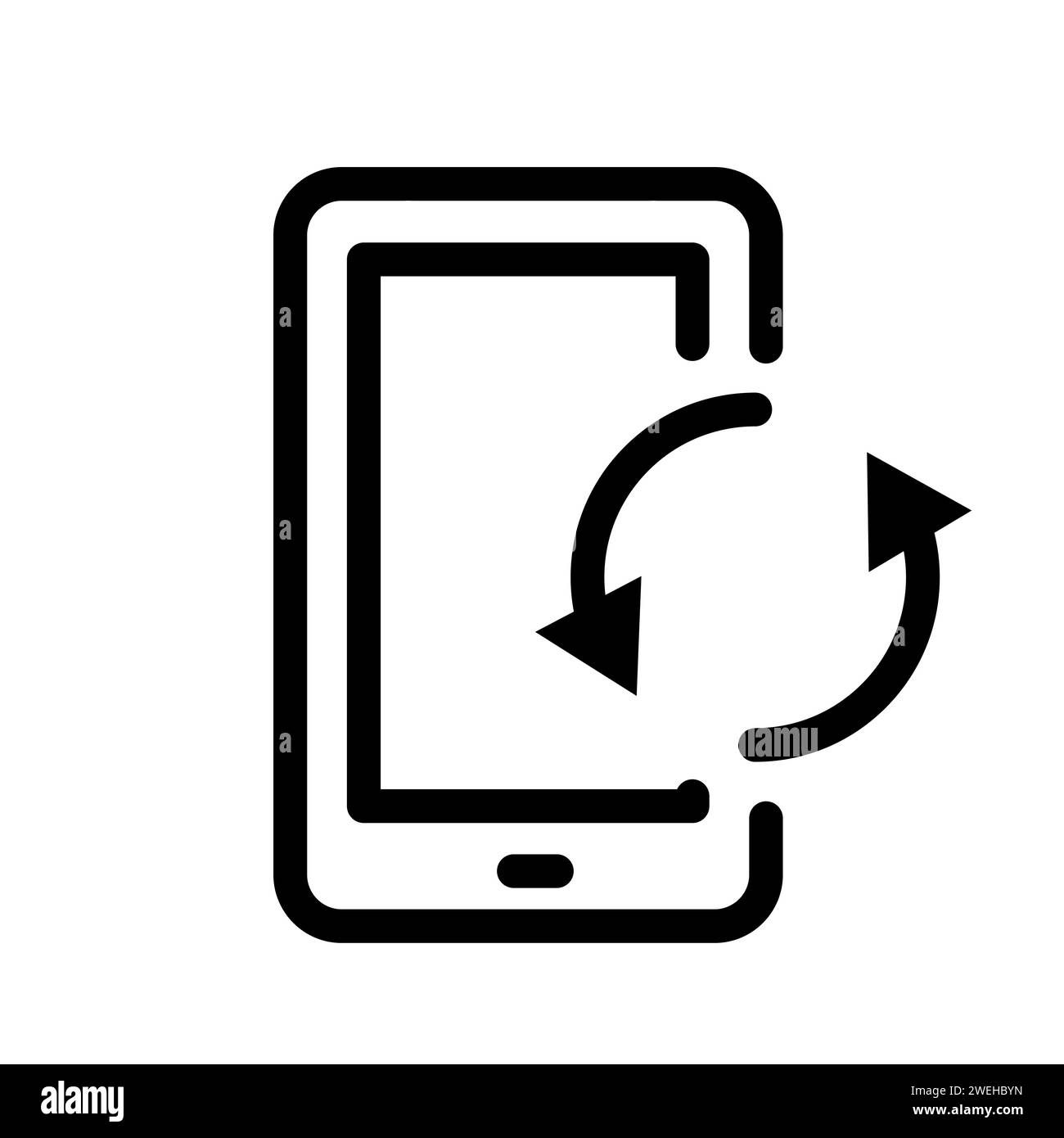 Vector black line icon reboot phone isolated on white background Stock ...