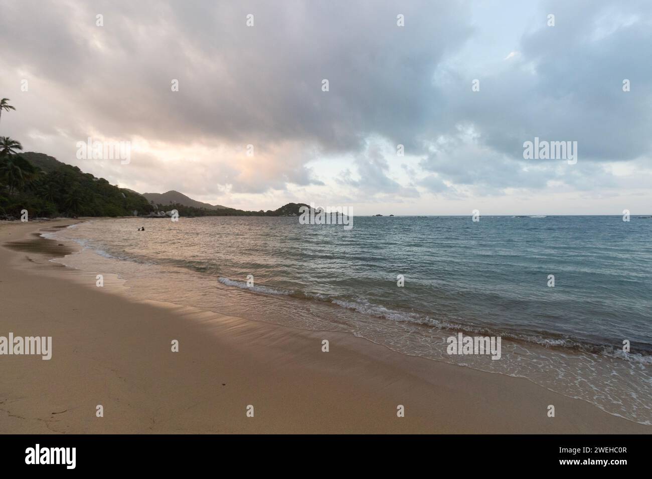 Beautiful violet and blue twilight inside colombian tayrona national ...