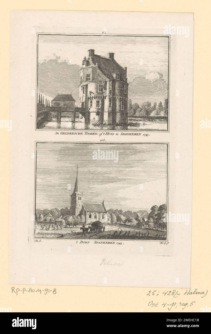 View of the Castle De Gelderse Tower and View of Spankeren, Hendrik ...