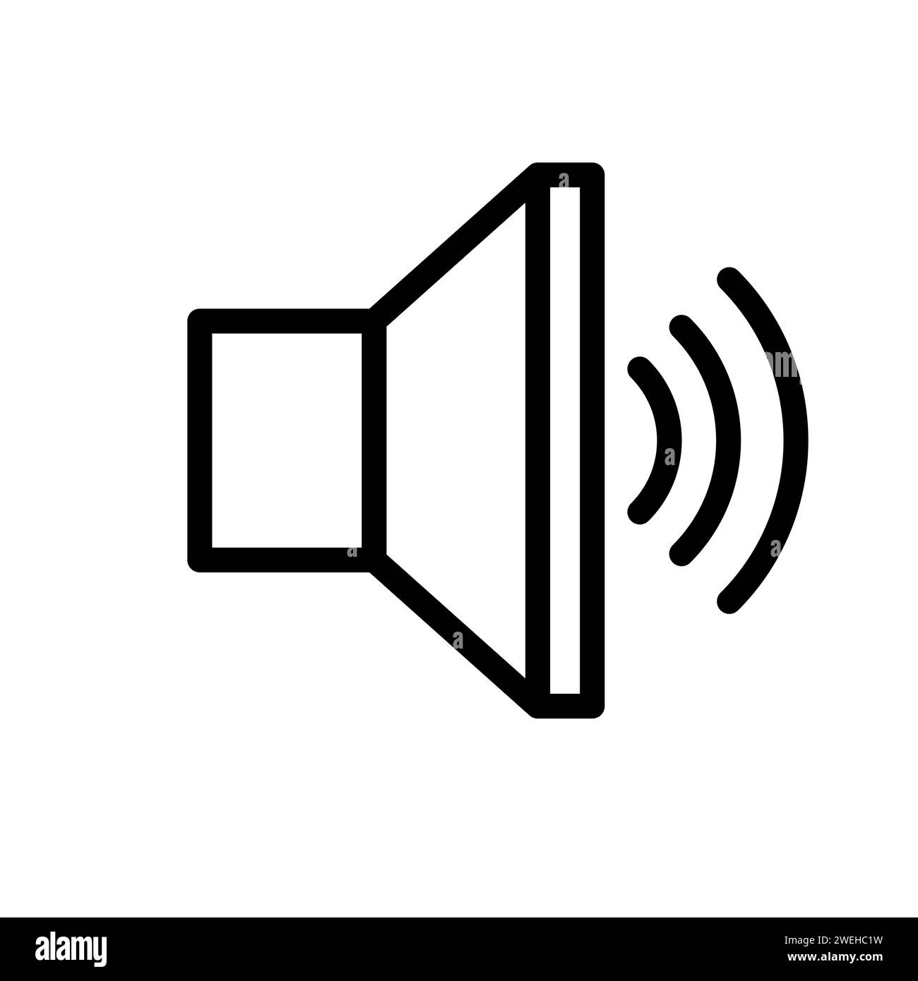 Vector black line icon turn on the sound isolated on white background ...