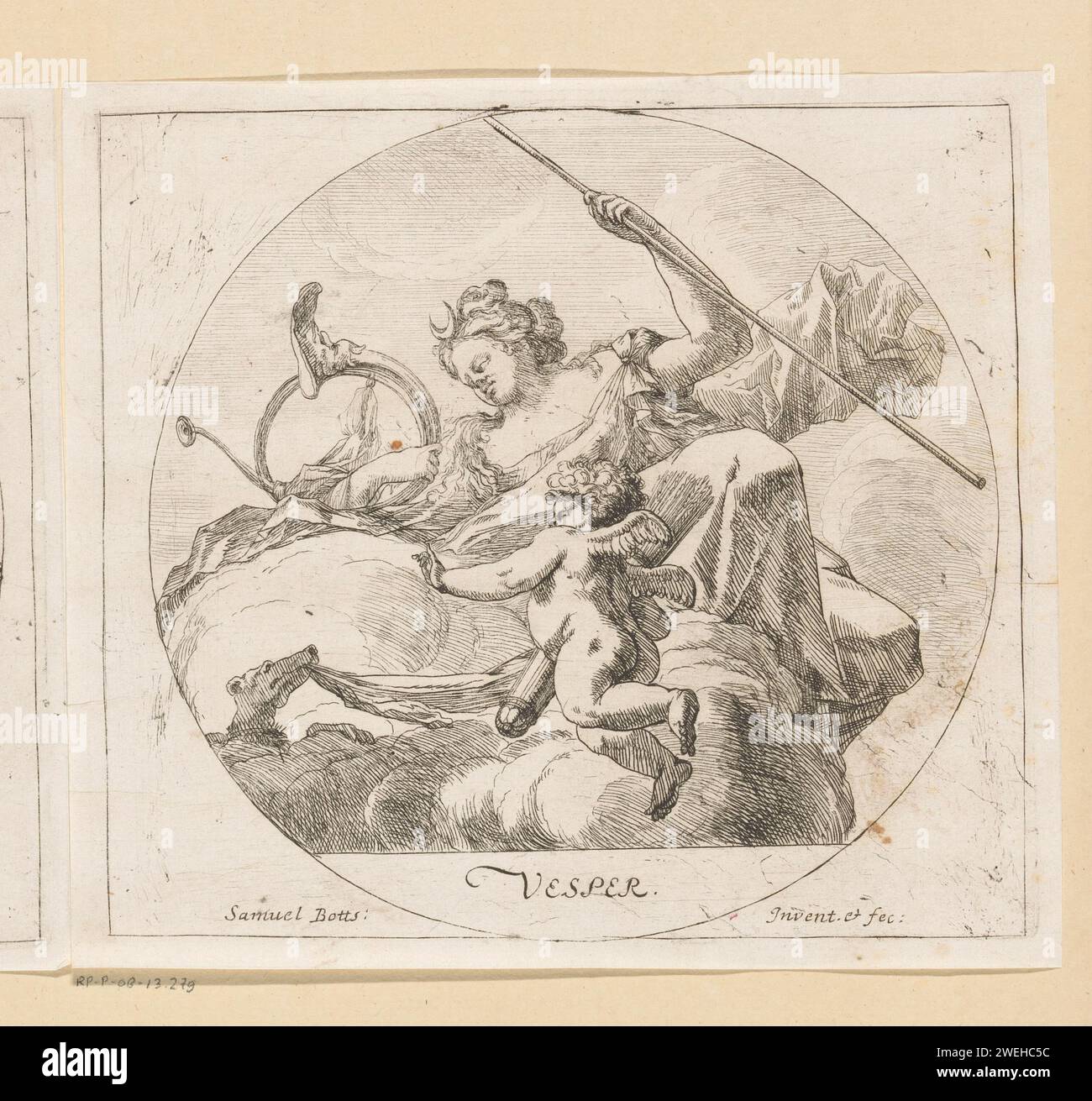 Vesper (evening), Samuel Bottschild, 1693 print paper etching evening ...